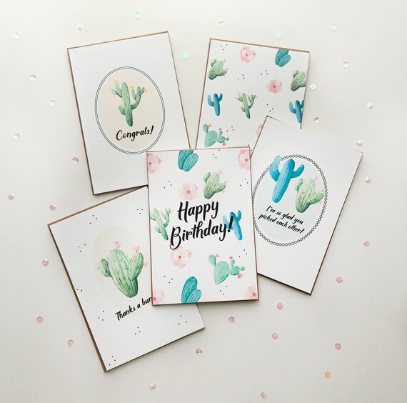 Cacti Card Pack . 5 Cards . Cactus Card . Every Occasion Cards | Etsy