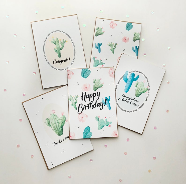 Cacti Card Pack . 5 Cards . Cactus Card . Every Occasion Cards - Etsy