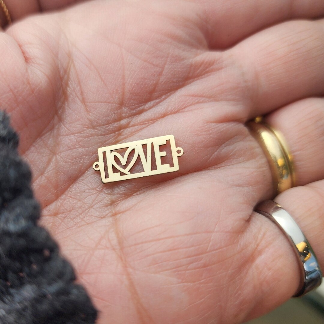 Gold Filled LOVE Heart Connector - Sterling Silver or Solid Gold ...