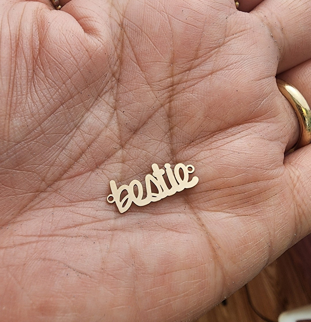 14k Gold Filled Bestie Connector Charm - Friendship Bracelet Bar - Etsy