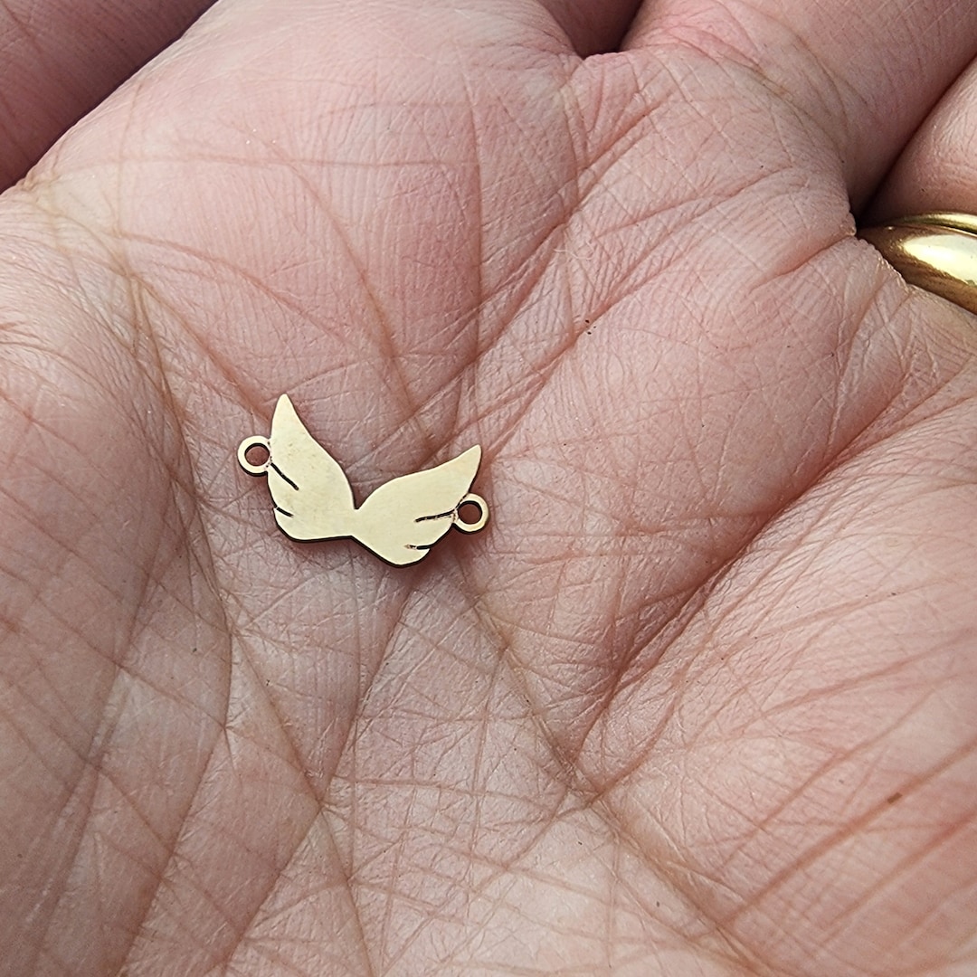 Gold Filled Angel Wings Connector: Sterling Silver Charm (7mm) - Etsy