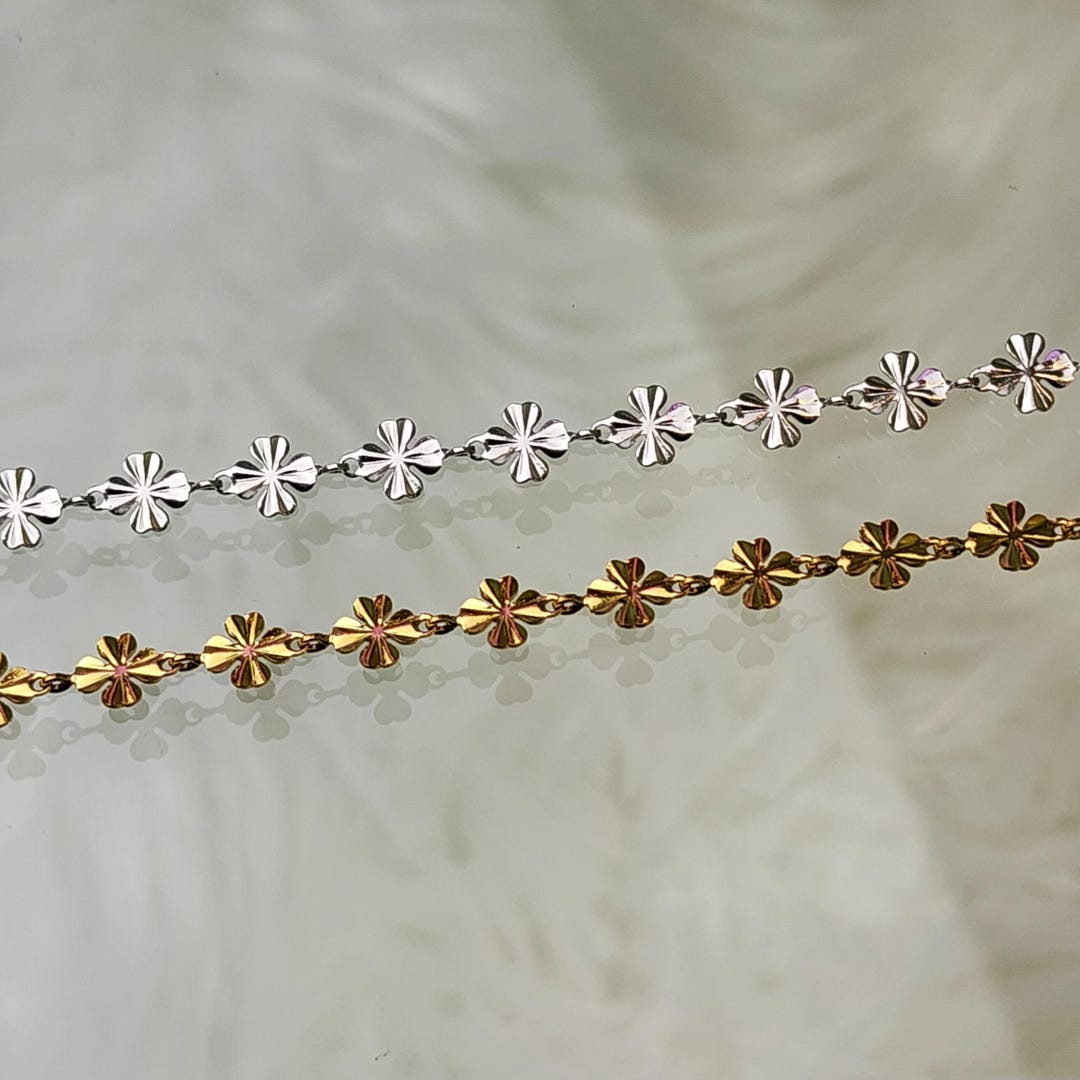 Engraved Clover Chain: PVD Ion Plated Permanent Jewelry Supply - Gold ...