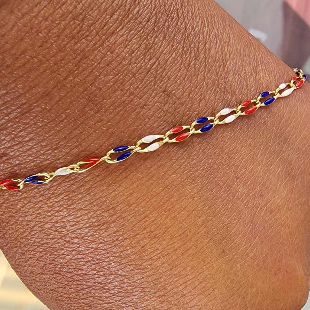 Red Blue and White Enamel Chain for Permanent Jewelry Supply Wholesale ...