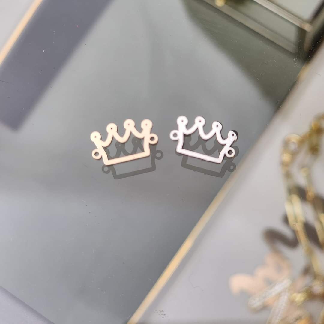 Gold Filled Crown Connector: Sterling Silver Charm Pendant (7mm) - Etsy