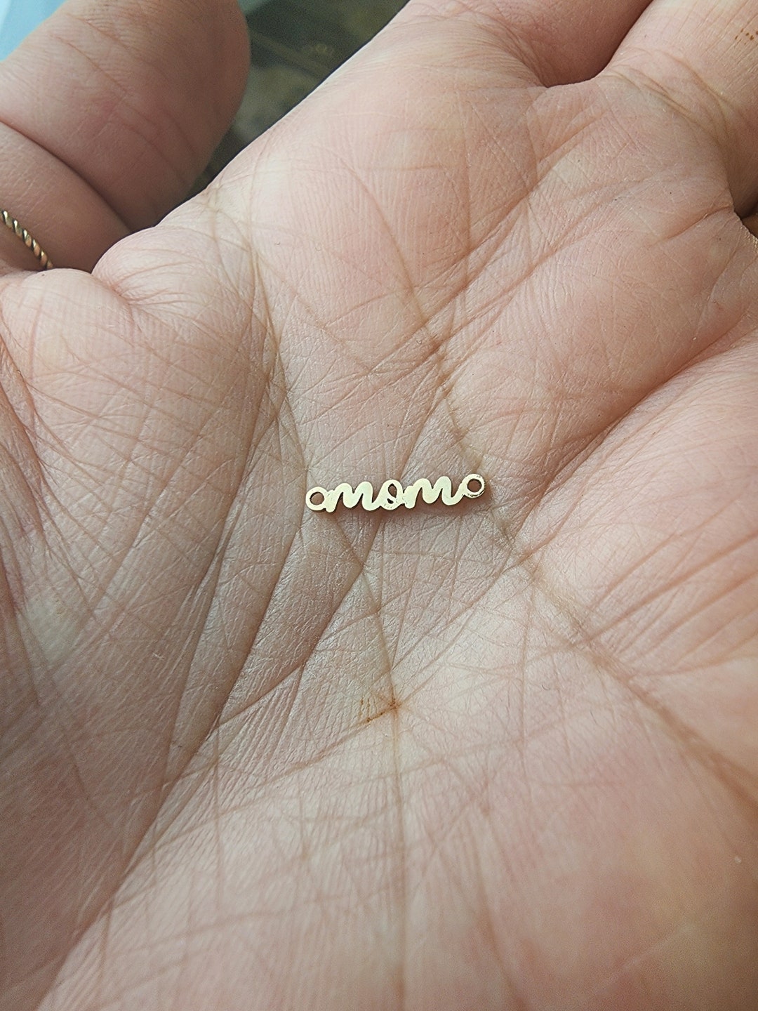 Gold Filled Mini Mom Connector - Tiny Small Mom Charm - Permanent ...