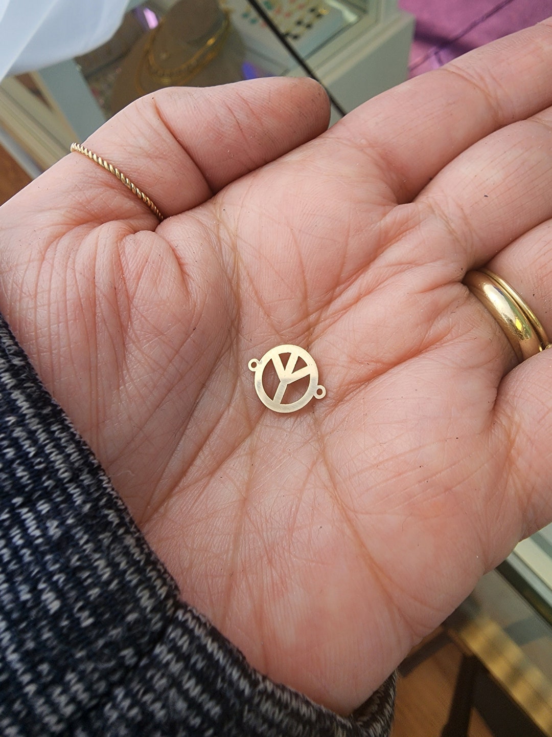 Gold Filled Peace Sign Connector - Sterling Silver - Permanent Jewelry ...