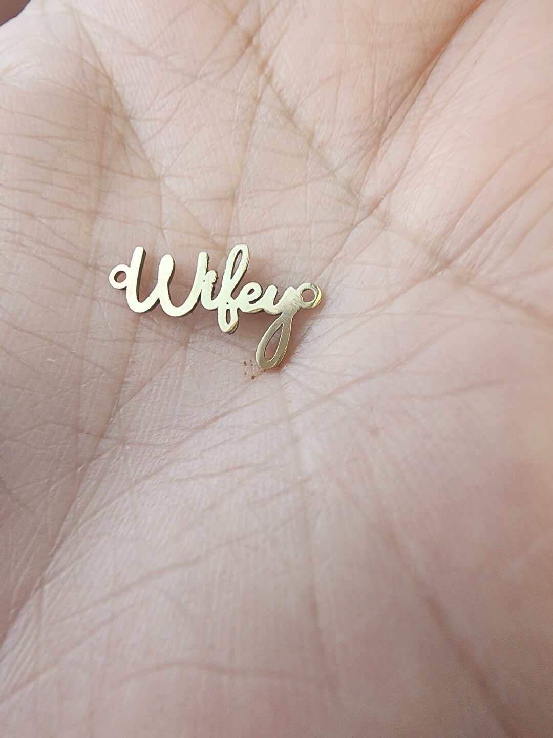 Gold-filled Mini Wifey Connector - Tiny Small Wifey Charm - Permanent Jewelry Word Connectors ...