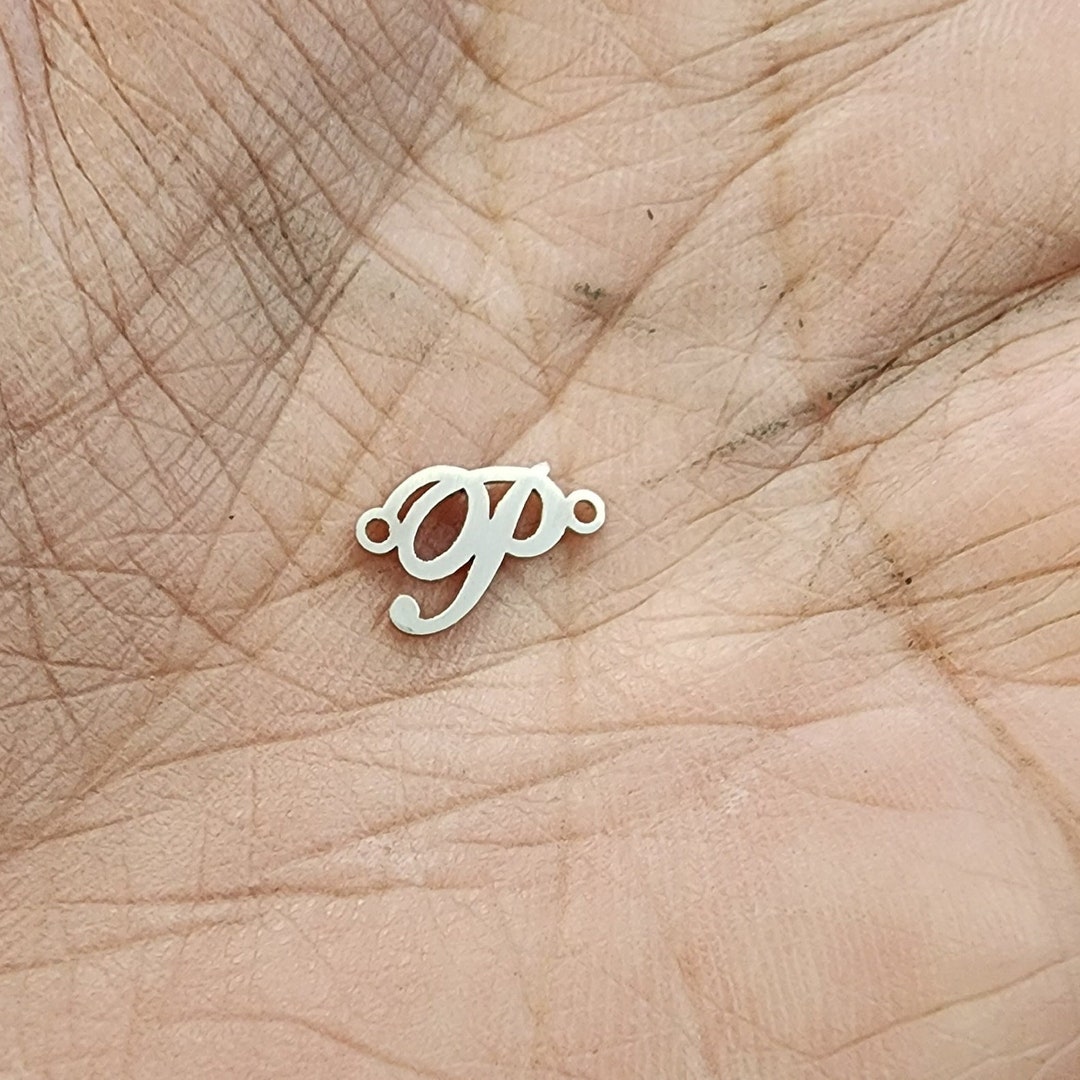 14k Gold Filled Cursive Initial Letter Connector - 7 Mm Tall, Permanent ...