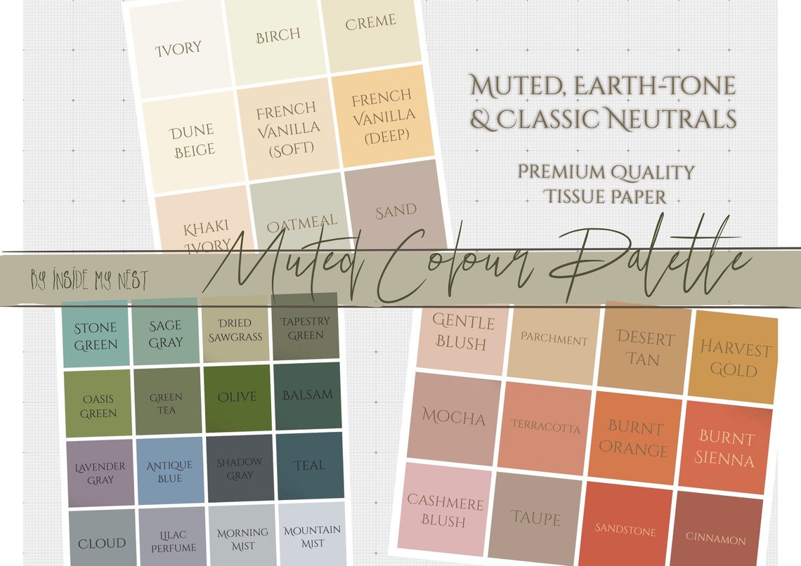 Muted Neutral Earth-tone Vintage Coloured Tissue Paper Sheets 30x20 ...