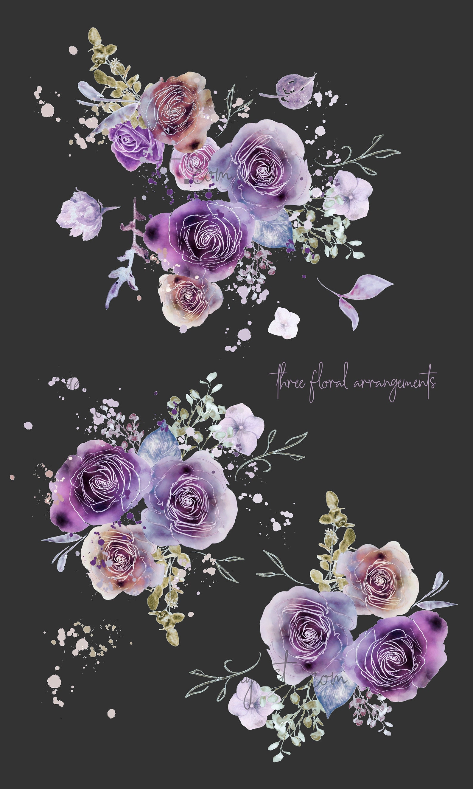 DIGITAL Purple & Rust Flower Bloom Watercolour Floral Clipart - Etsy UK