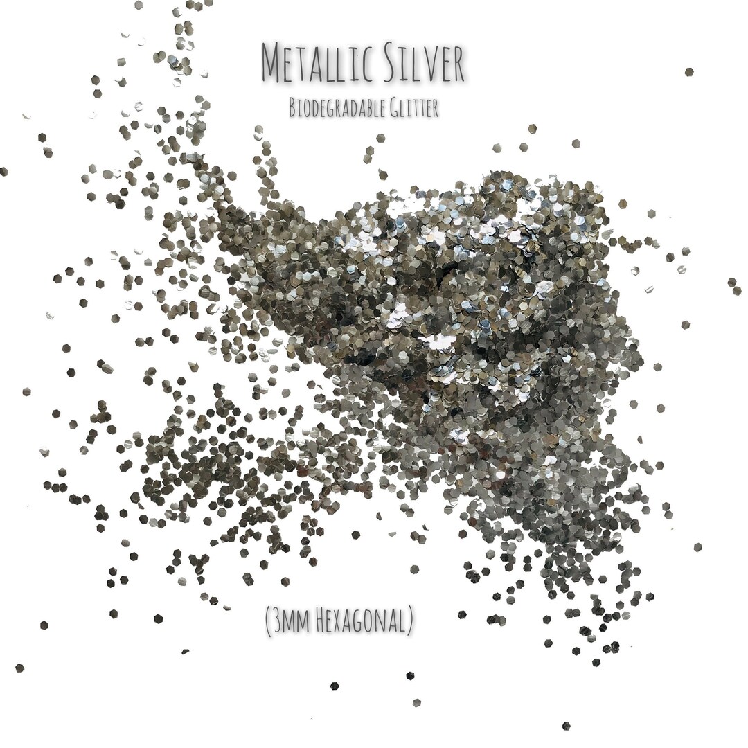 Metallic Silver Biodegradable Glitter Sprinkles Hexagonal Craft Art ...
