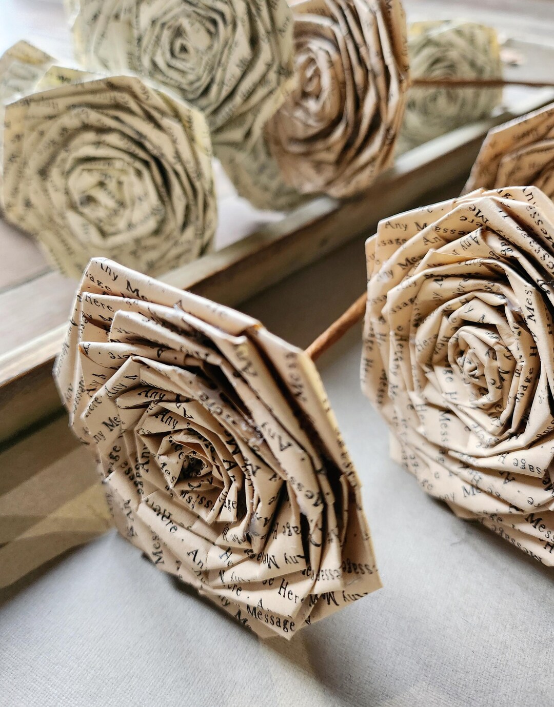 Personalised Paper Roses Rose Flowers Stems Bouquet Gift for Her First ...