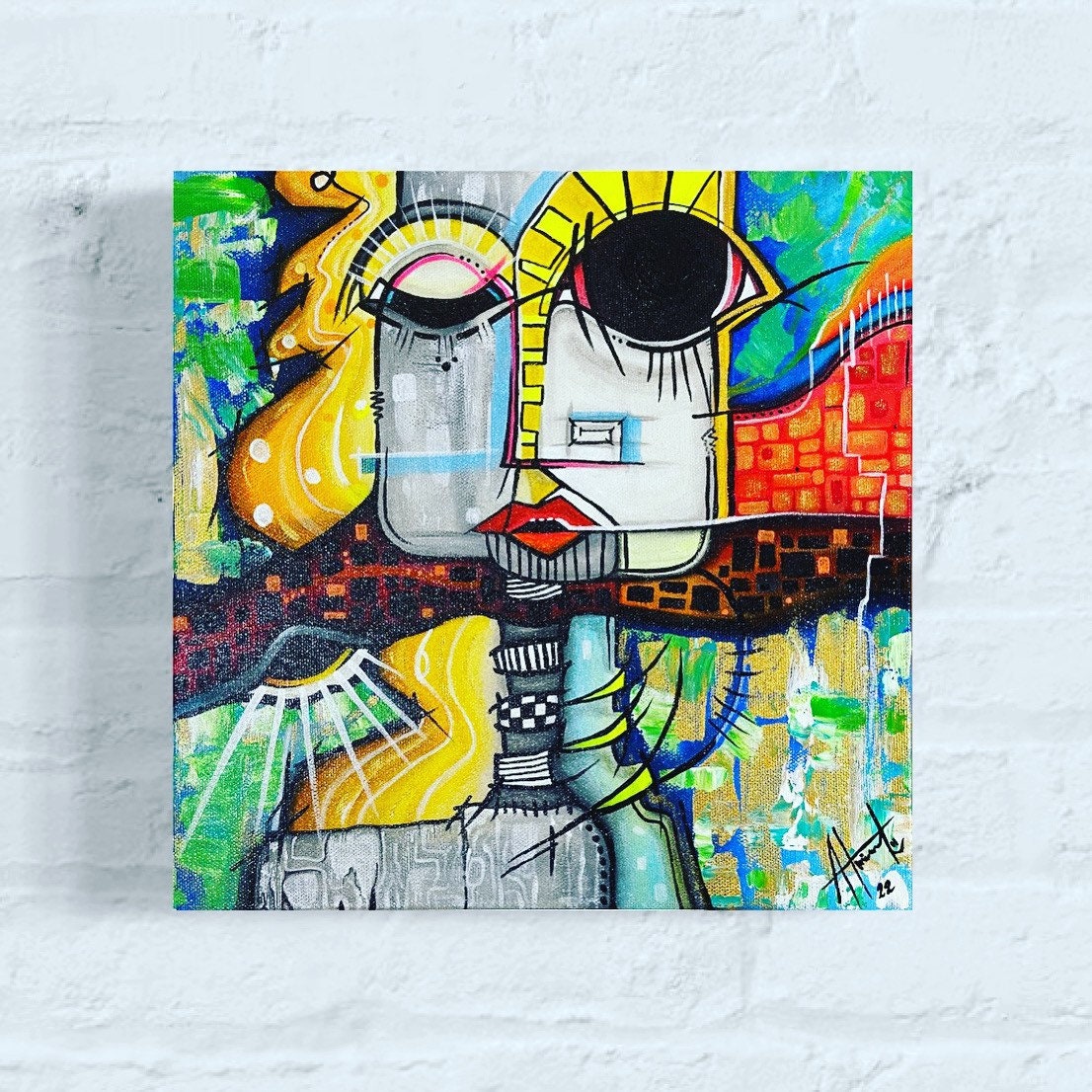 Big Eyes Acrylic Artwork on Canvas, Abstract Female Figurative Art, Art ...