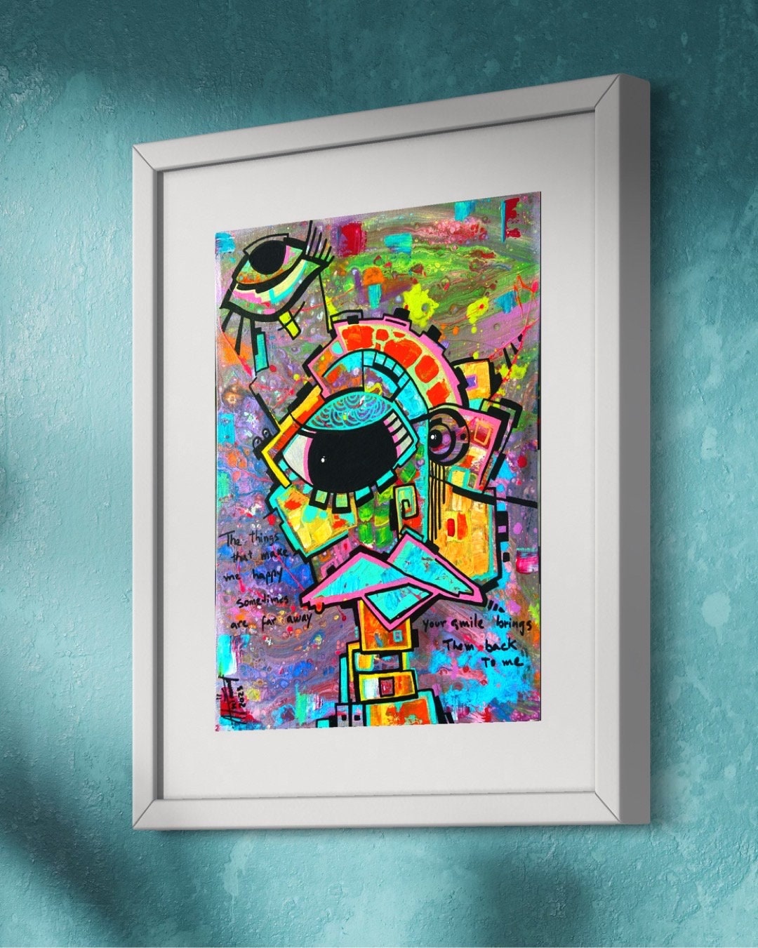 Cubist Blue Portrait, Acrylic on Canvas Panel, Abstract Figurative ...