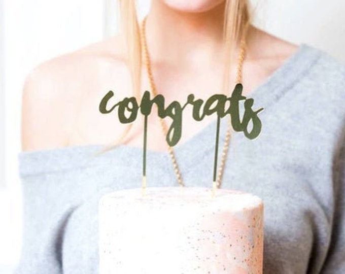 Congratulations Cake Topper // Graduation Cake Topper, Gold Grad Cake ...