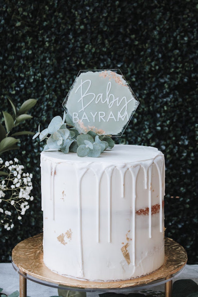 Custom Acrylic Cake Topper Sage Cake Topper Baby Shower - Etsy
