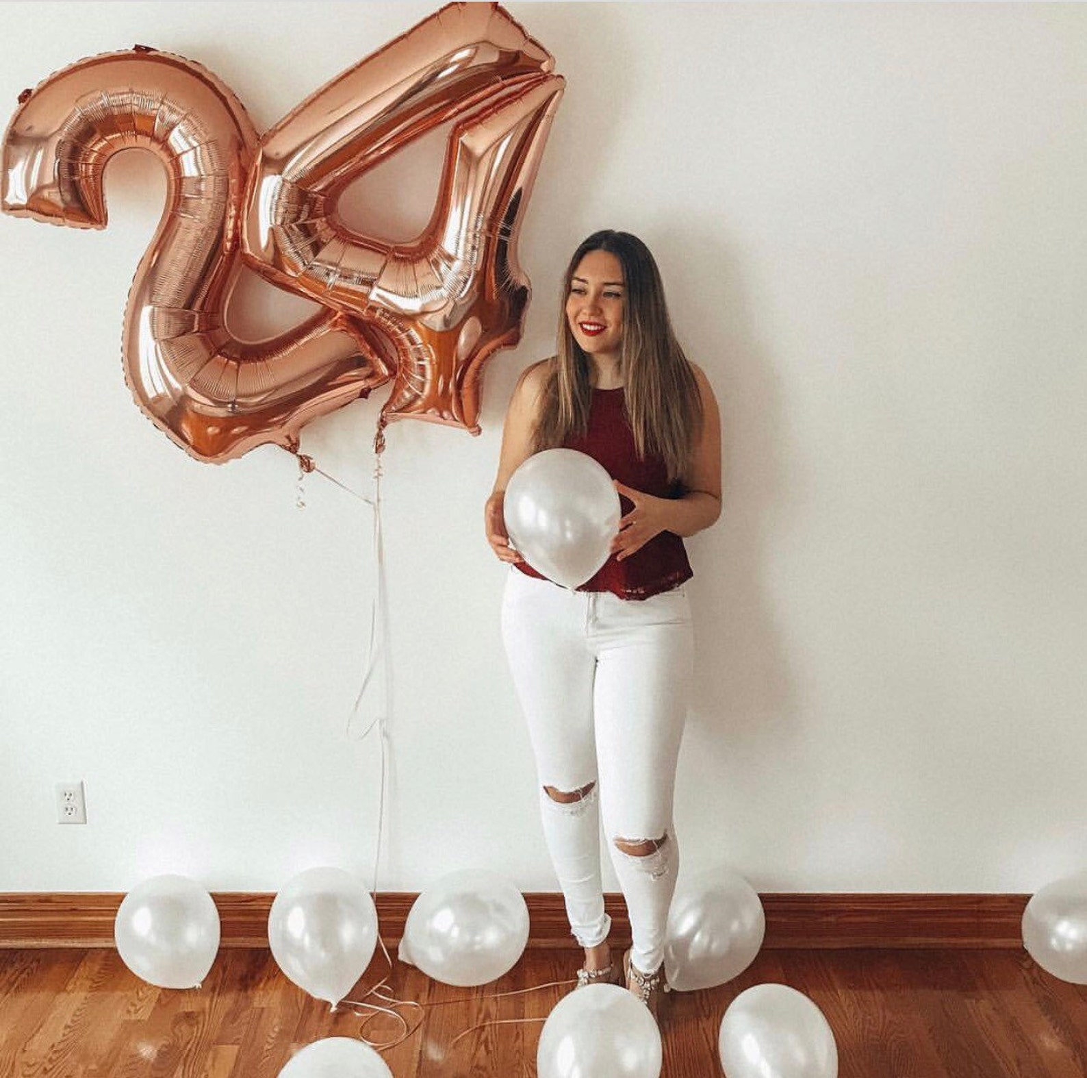24 Birthday Balloons Rose Gold Number 24 Balloons 23 - Etsy