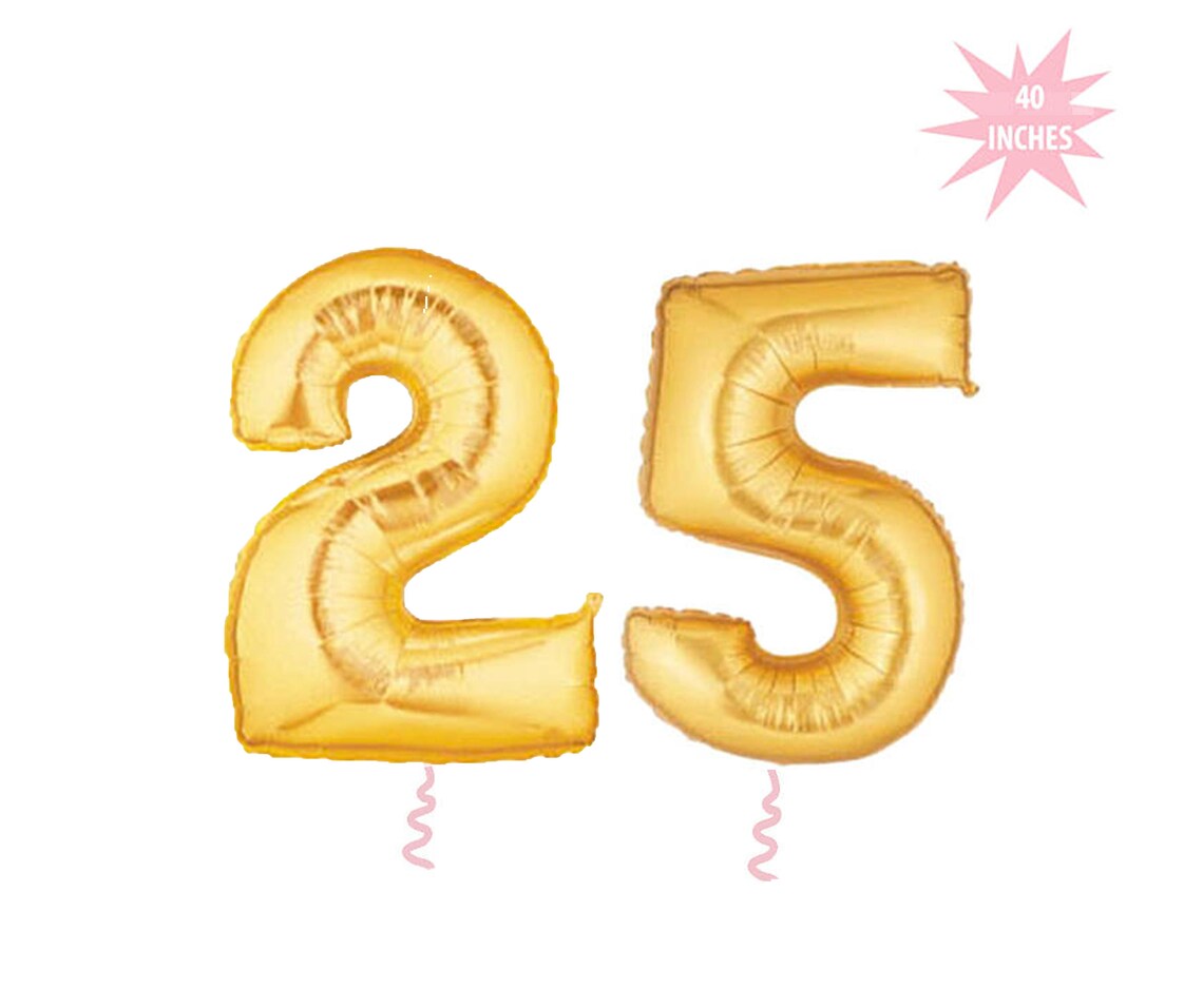 25th Birthday Balloons Gold Number 25 Balloons 25 Balloons | Etsy