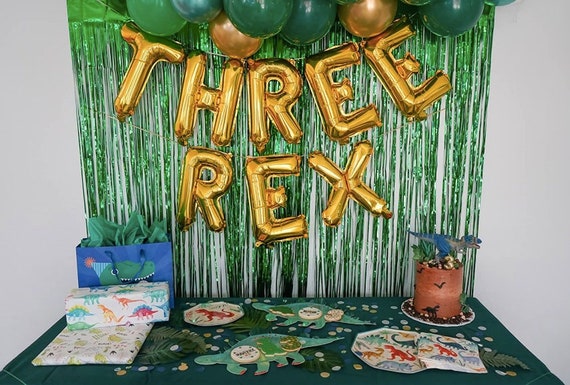 Three Rex Balloon Banner- Three Rex Birthday Party, Third Birthday, Boy ...