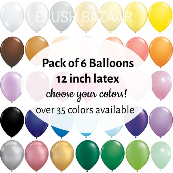 12 Inch Latex Balloons - Balloon Set, 6 Balloon Bouquet Party Balloons ...