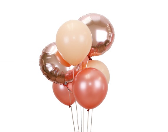 Rose Gold Balloon Set- Rose Gold Party Decorations, Shiny Rose Gold ...