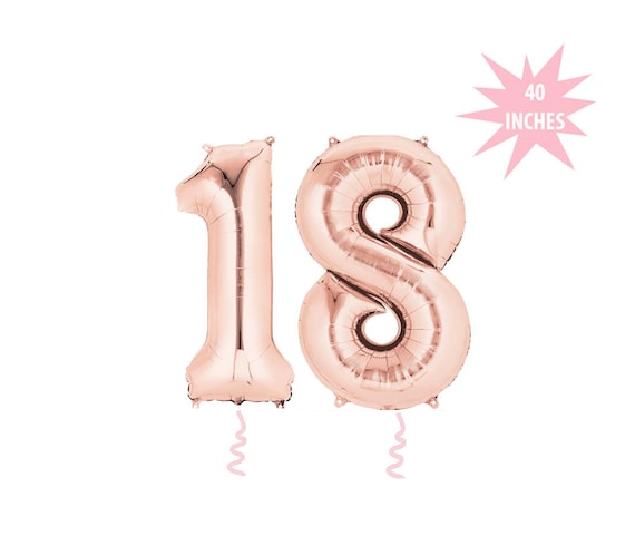 Rose Gold 18 Balloons - 34 Inch Number Balloons, Jumbo Number Balloons ...