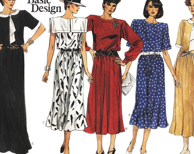 Vogue 1534 Basic Design Vintage 1985 Sewing Pattern Pullover Dress With ...
