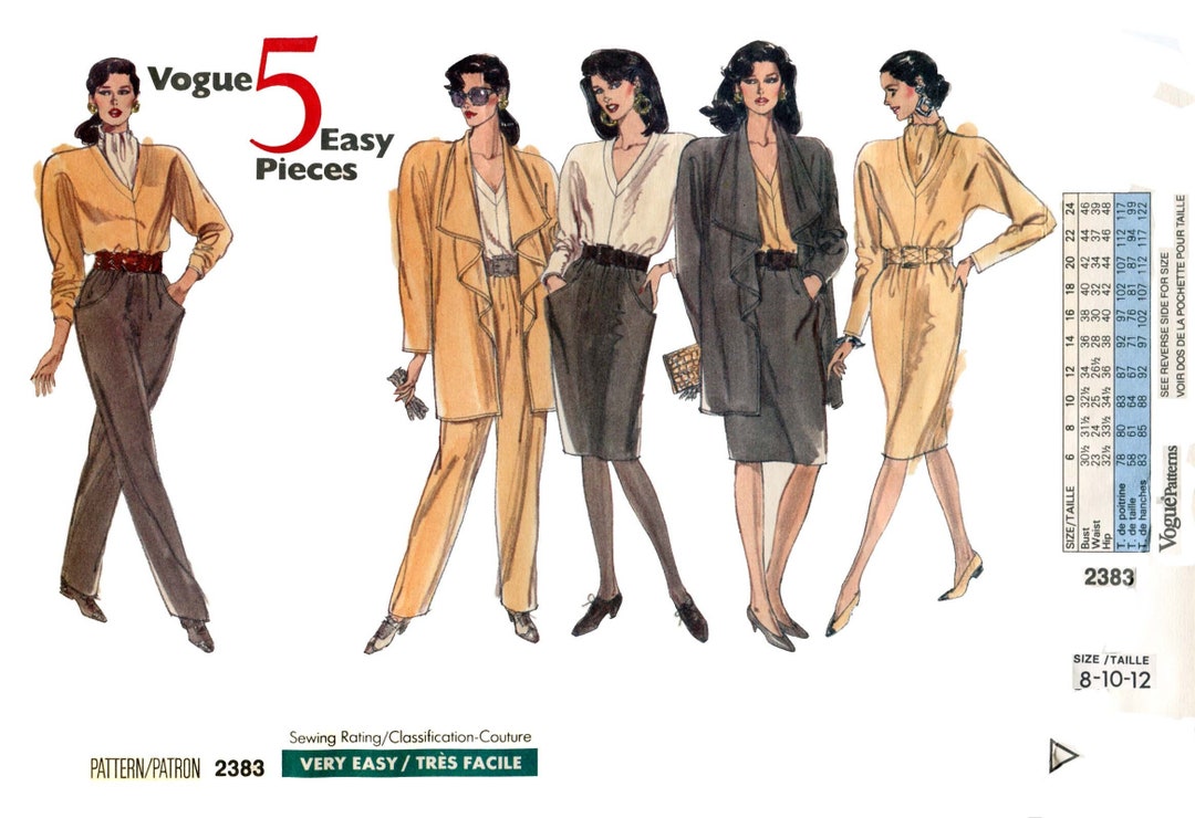 Vogue 2383 5 Easy Pieces Uncut Sewing Pattern Vintage 1989 Loose ...