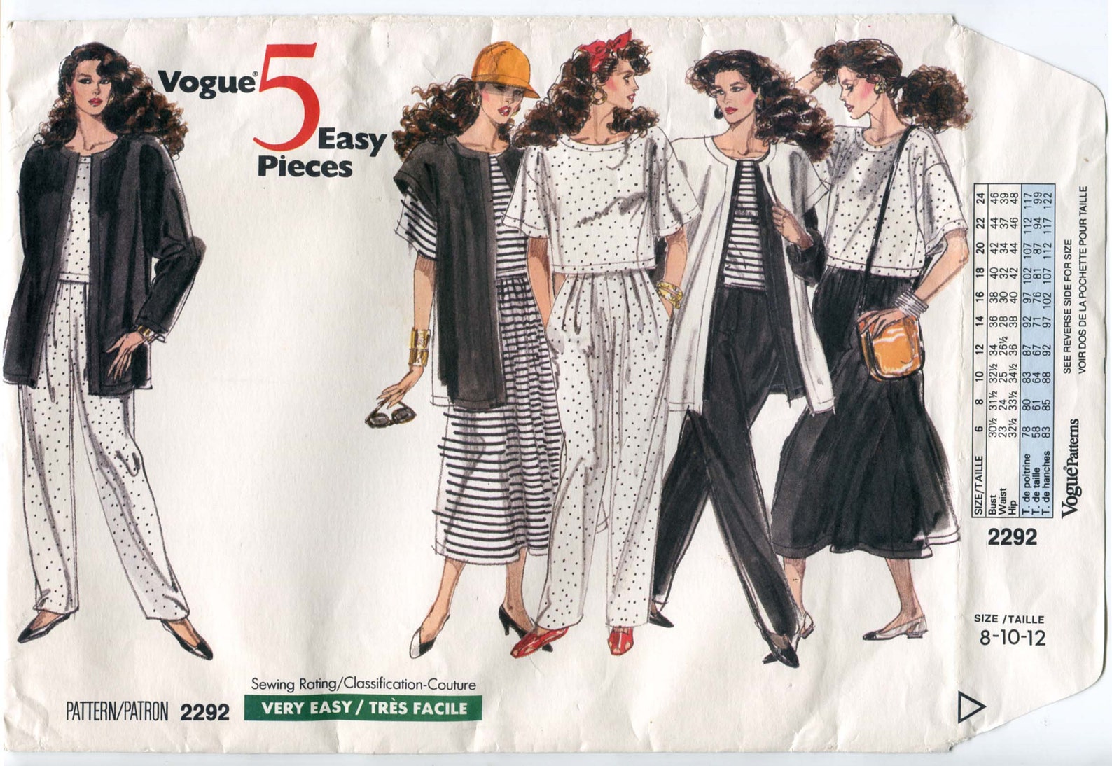 Vogue 2292 5 Easy Pieces Uncut Sewing Pattern Vintage 1989 Loose ...