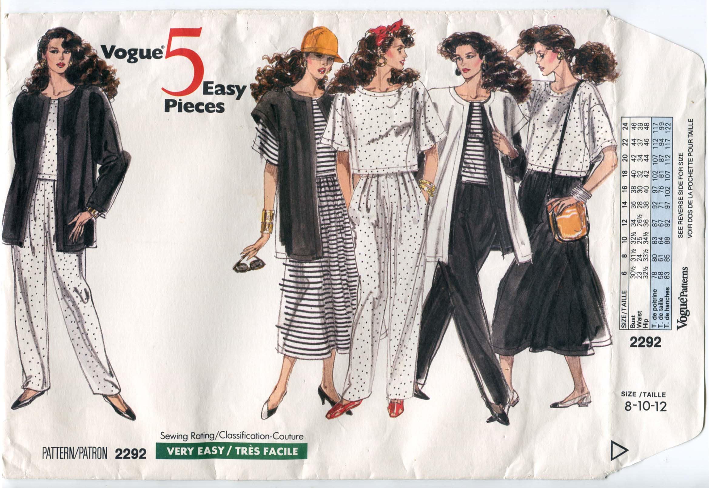 Vogue 2292 5 Easy Pieces Uncut Sewing Pattern Vintage 1989 Loose ...
