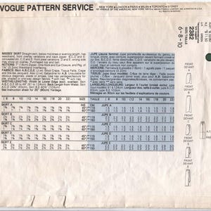 Vogue 2383 Basic Design Uncut Sewing Pattern Vintage 1989 Straight ...