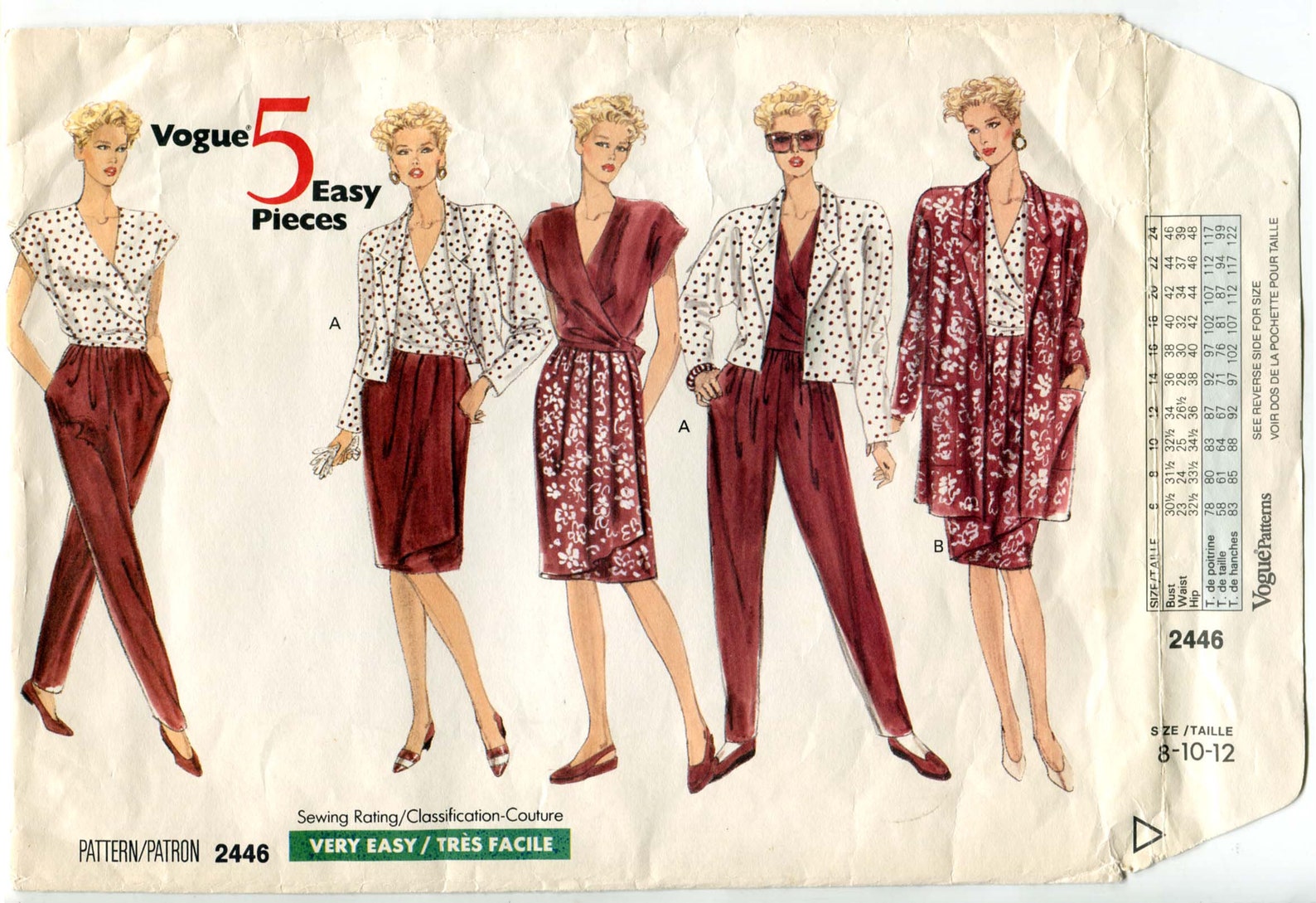 Vogue 2446 5 Easy Pieces Uncut Sewing Pattern Vintage 1990 Loose Jacket ...