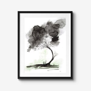 Black and White Abstract Tree Painting, Giclee Print From Original ...