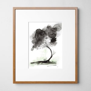 Black and White Abstract Tree Painting, Giclee Print From Original ...