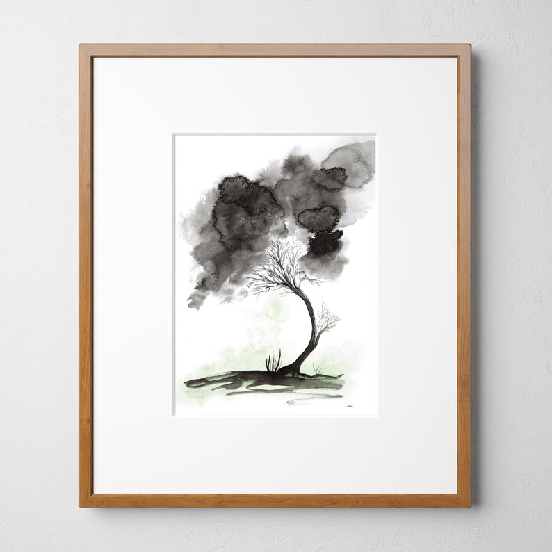 Black and White Abstract Tree Painting, Giclee Print From Original ...