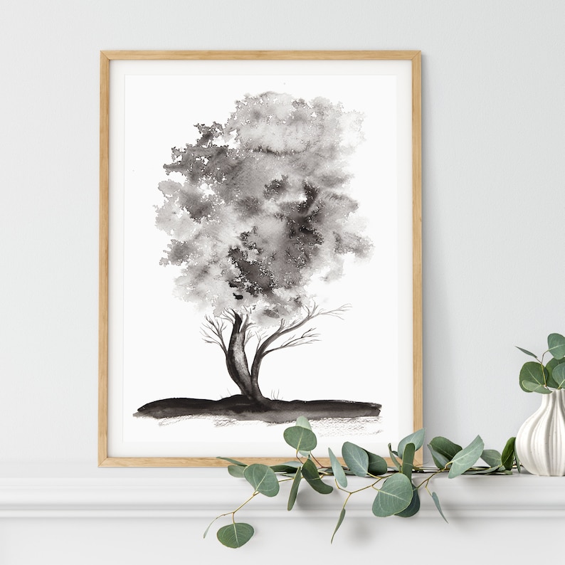 Abstract Tree Painting in Black and White Monochrome Fine Art | Etsy