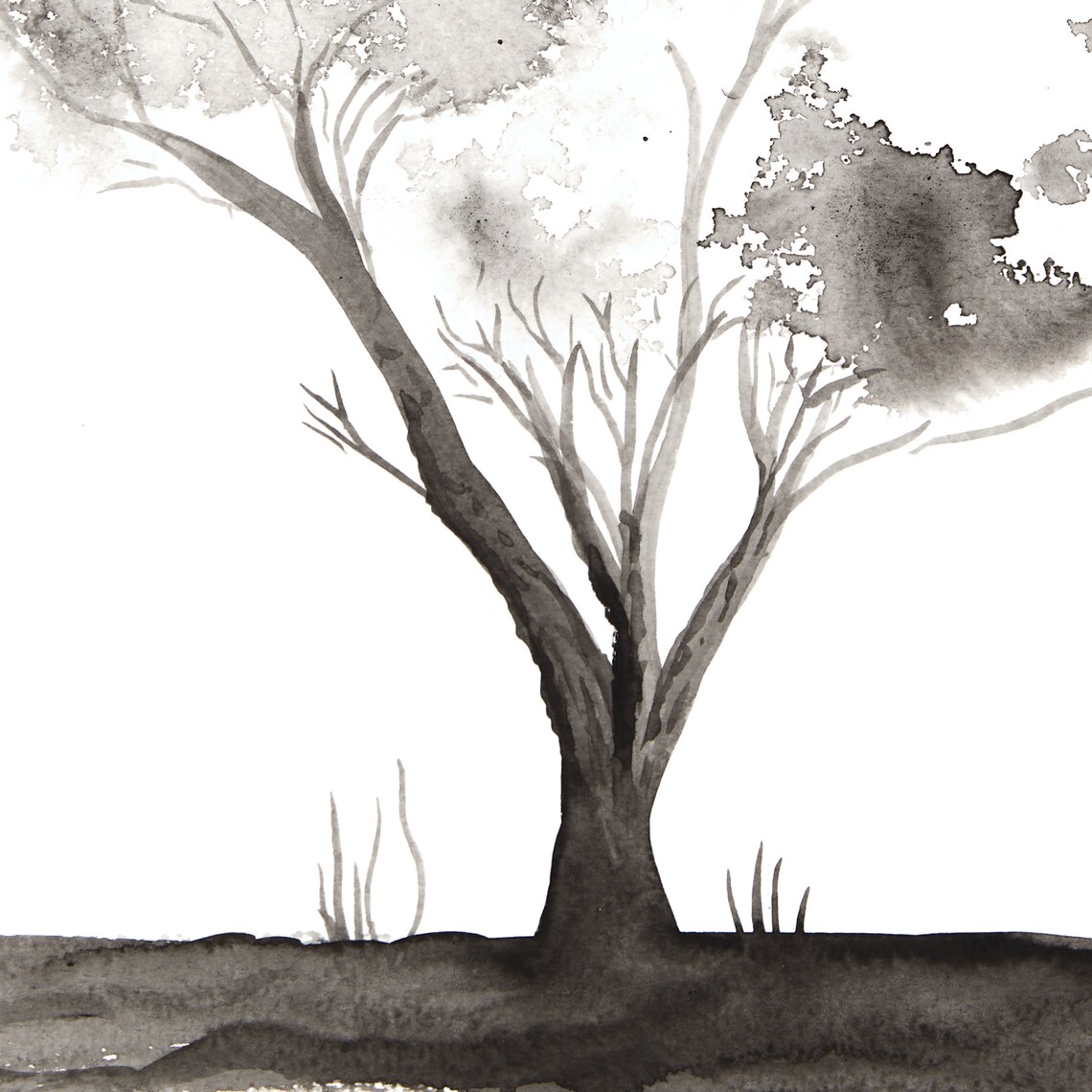 Tree Painting in Black and White Fine Art Print From Original ...