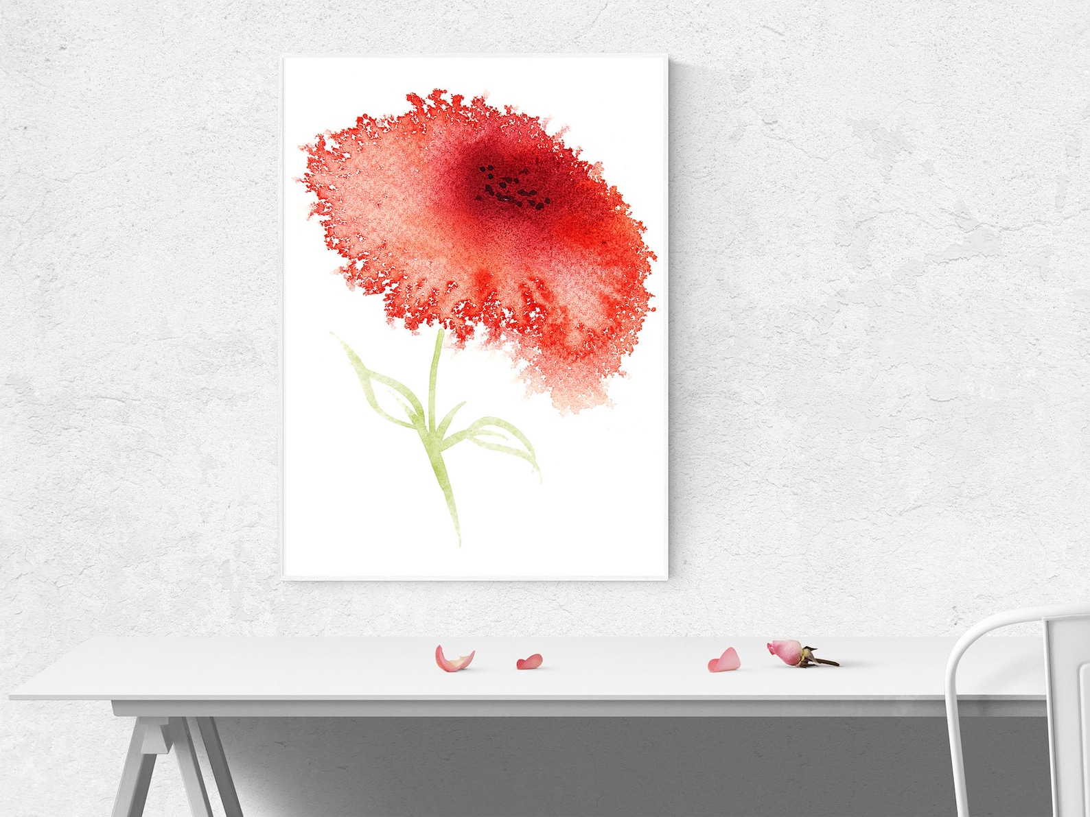 Printable Art of a Red Flower Abstract Painting Digital - Etsy