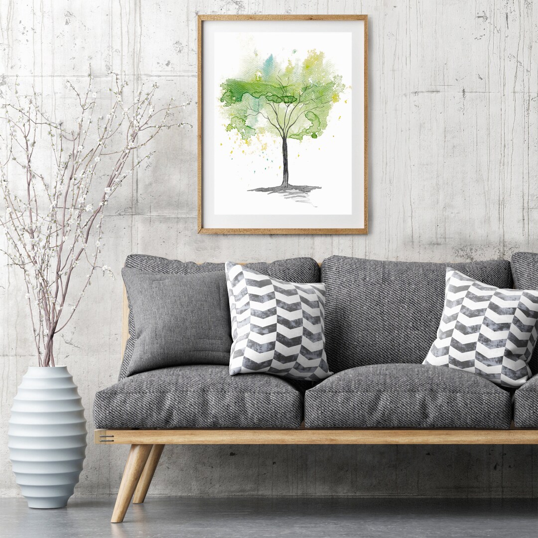 Green Coloured Poster Print, Watercolour Abstract Fine Art Print ...
