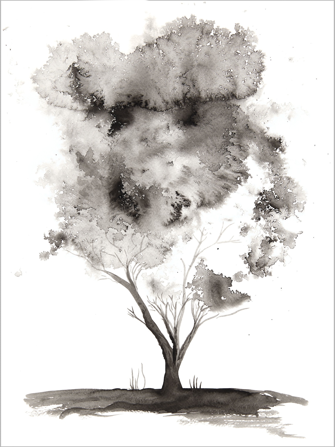 Tree Painting in Black and White Fine Art Print From Original ...