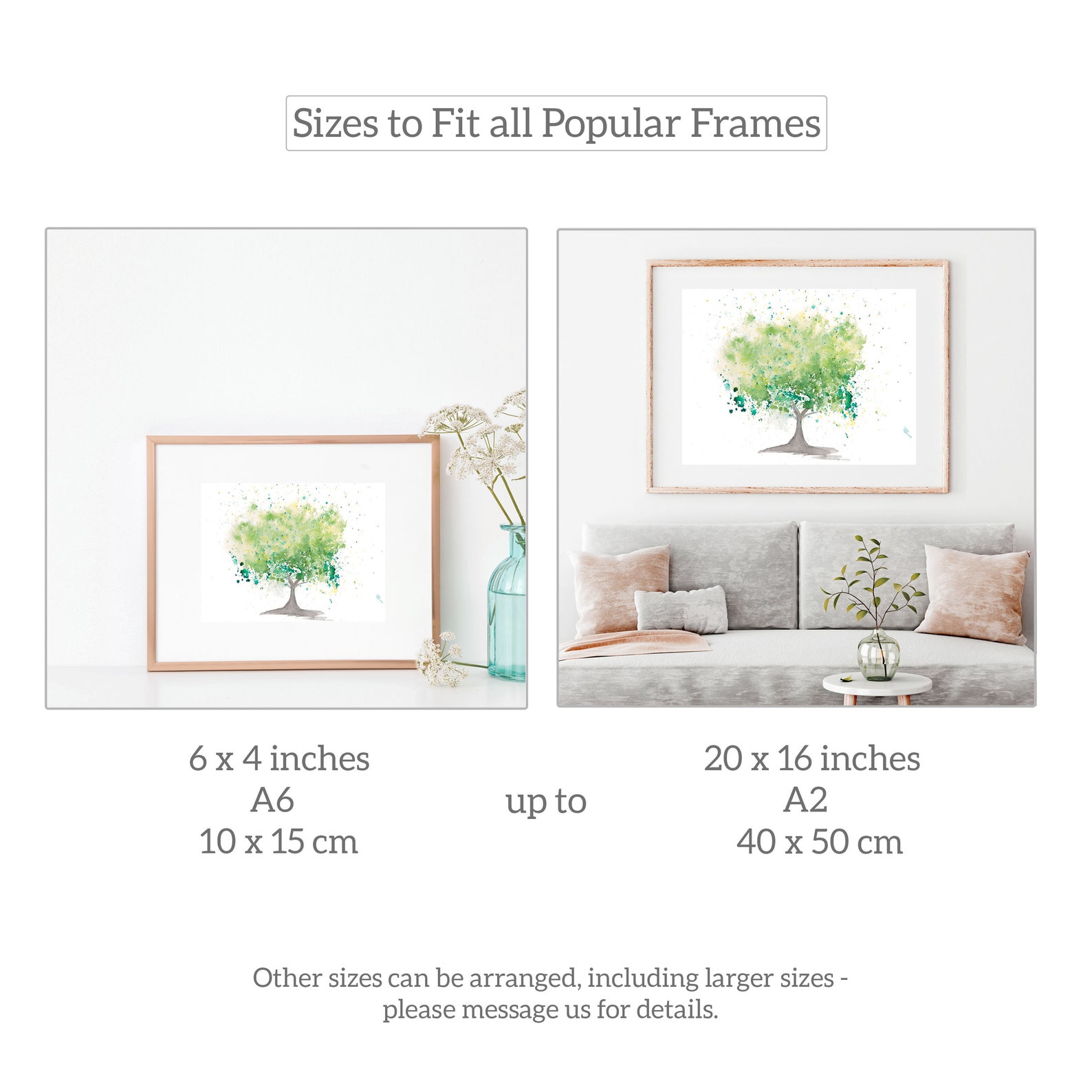 Green Abstract Tree Poster Print Watercolour Fine Art Print | Etsy