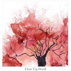 Tree Painting Print of Original Artwork in Red, Abstract Autumn Forest ...