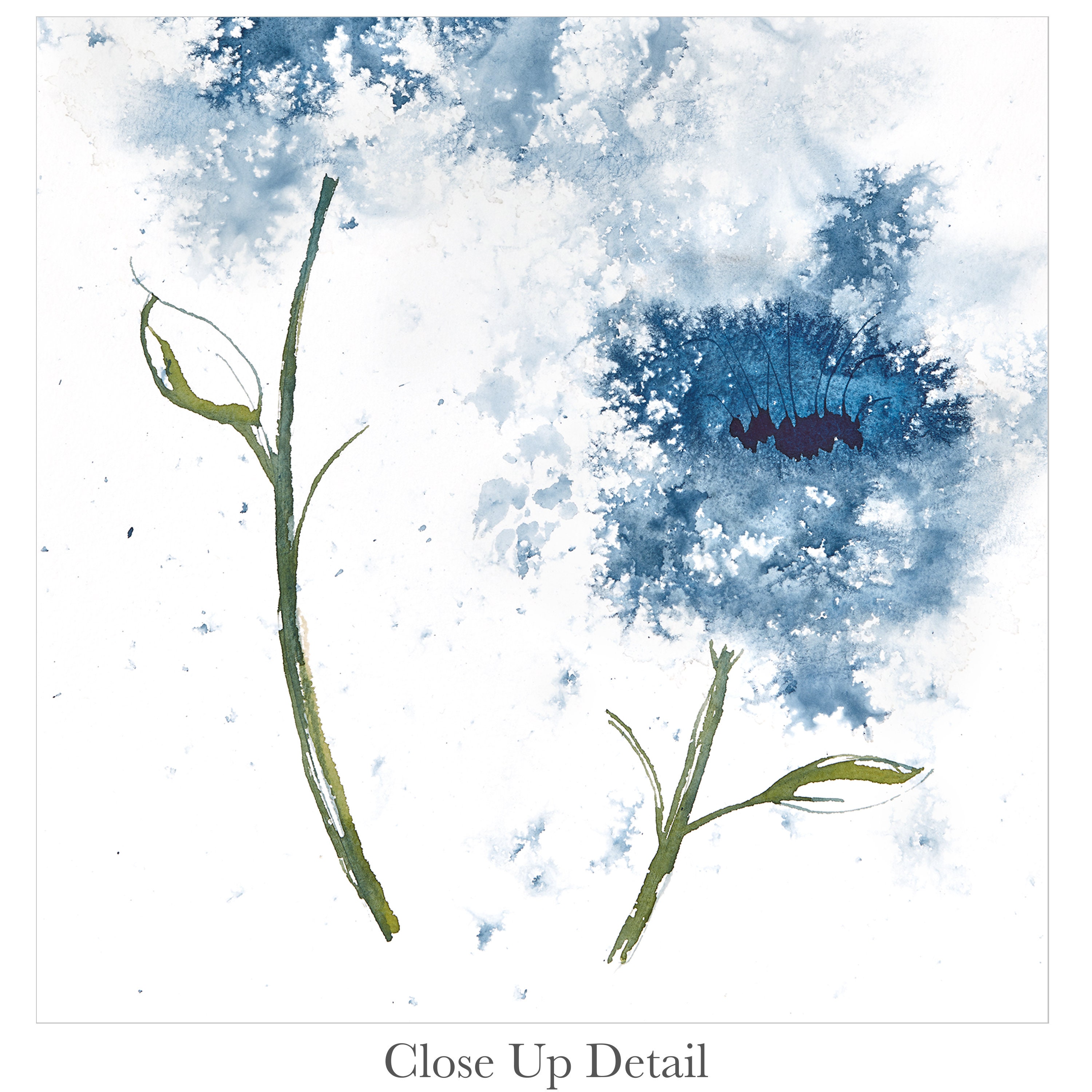 Navy Blue Floral Poster Print Abstract Flower Artwork Nature - Etsy UK