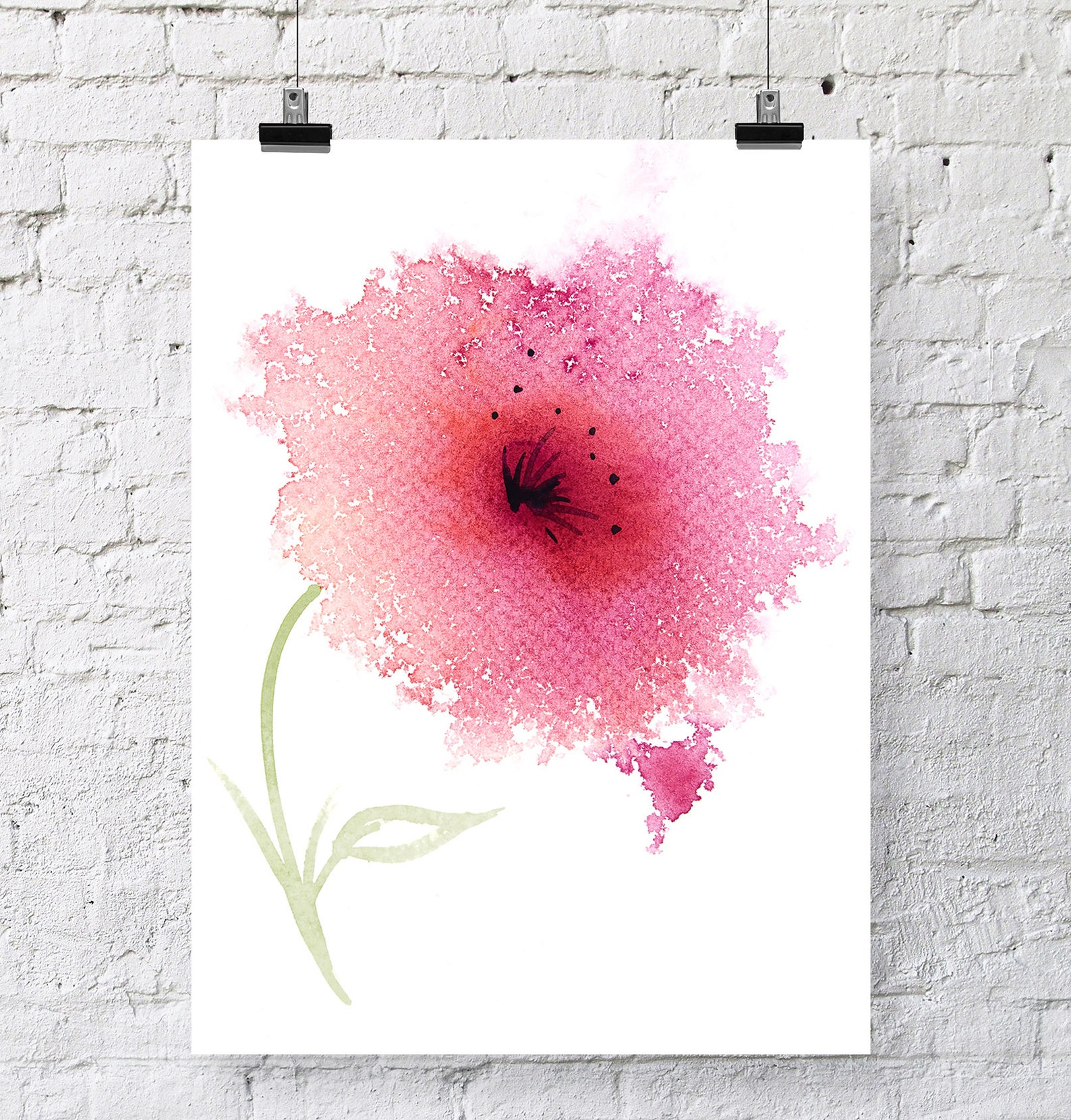 Printable Art Red Flower Wall Art Digital Download Abstract | Etsy