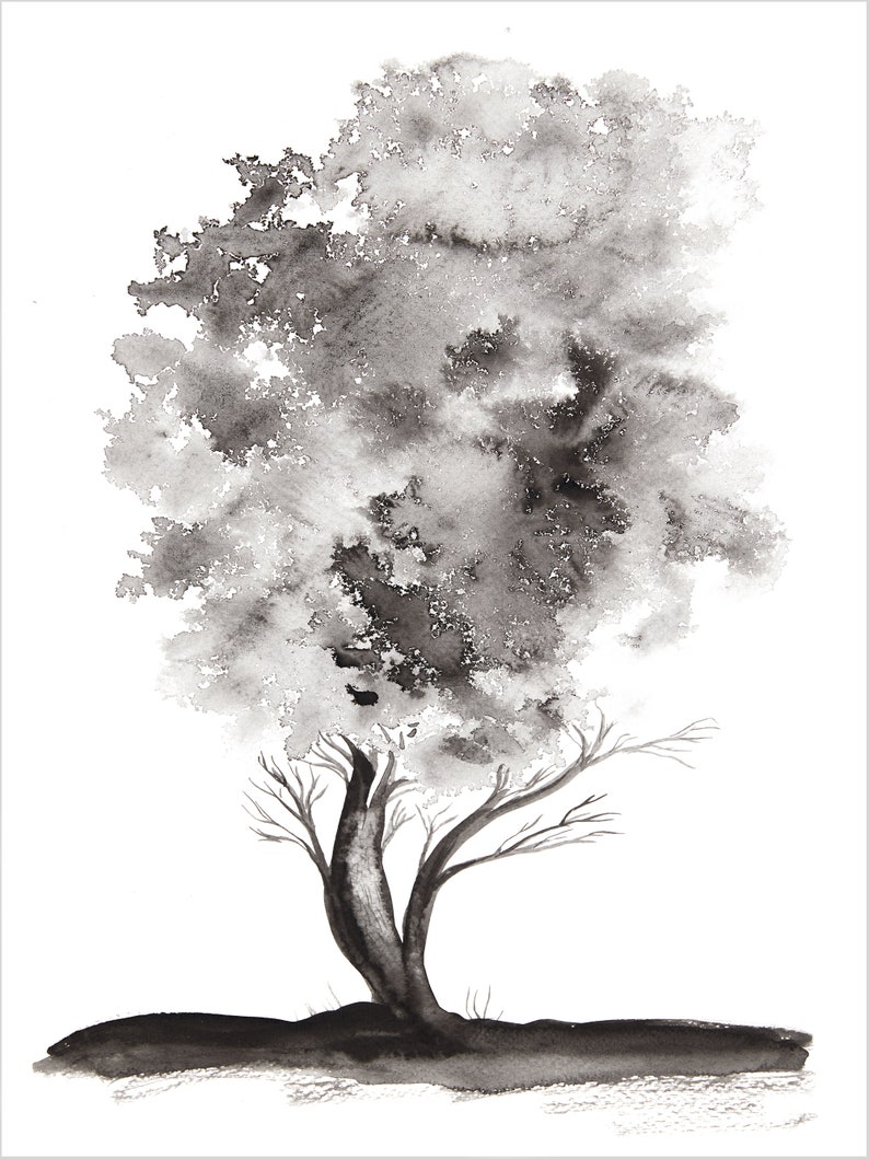 Abstract Tree Painting in Black and White Monochrome Fine Art | Etsy