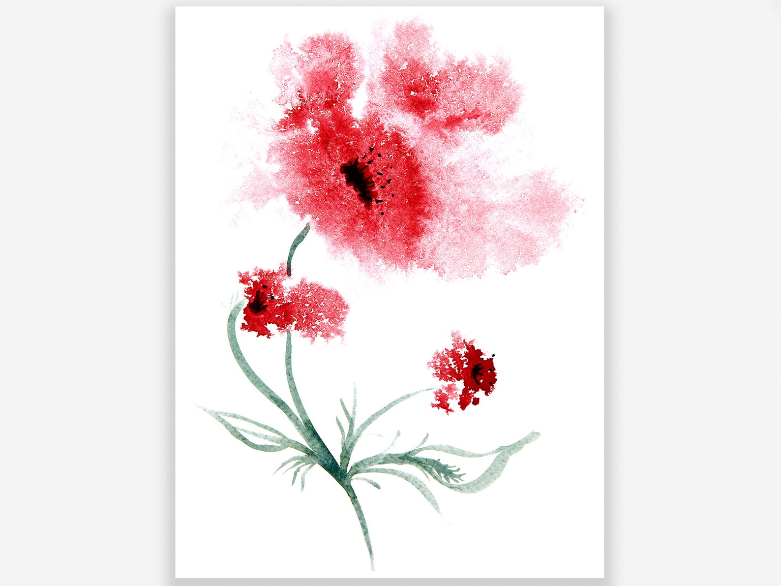 Red Flower Abstract Painting Printable Art for Wall Decor - Etsy
