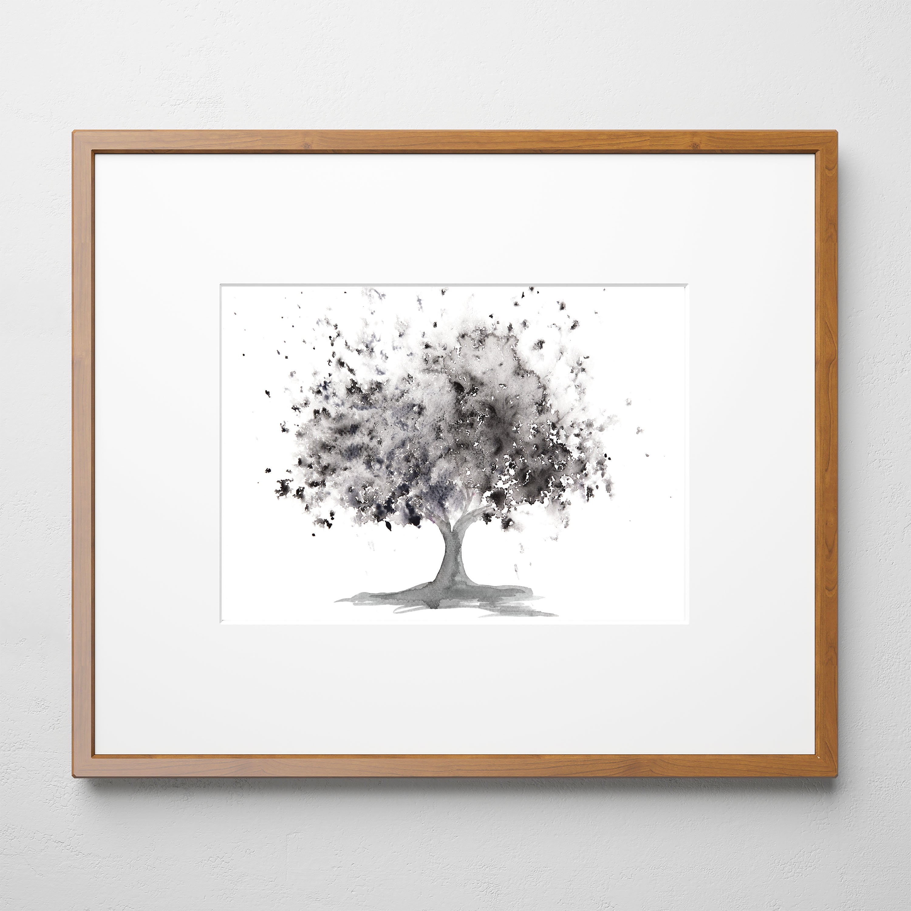 Black and White Abstract Tree Poster Print Watercolour Fine - Etsy UK