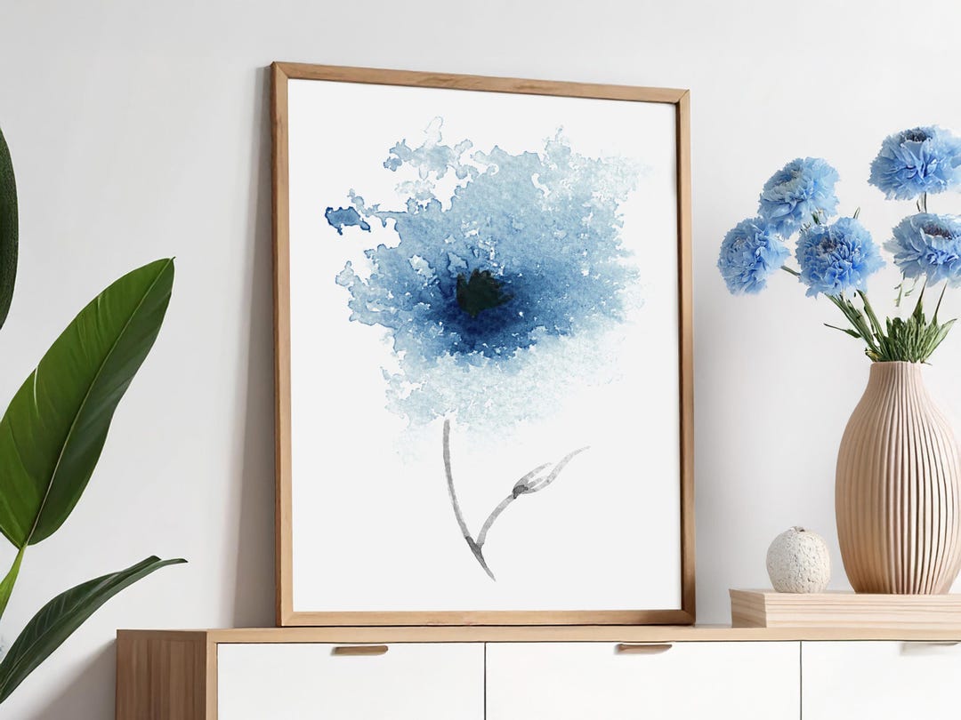 Blue Flower Poster Print From Original Artwork, Fine Art Botanical Wall ...