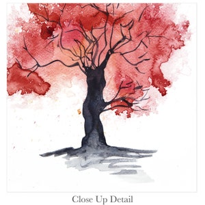 Tree Painting Print of Original Artwork in Red Abstract Autumn Forest ...