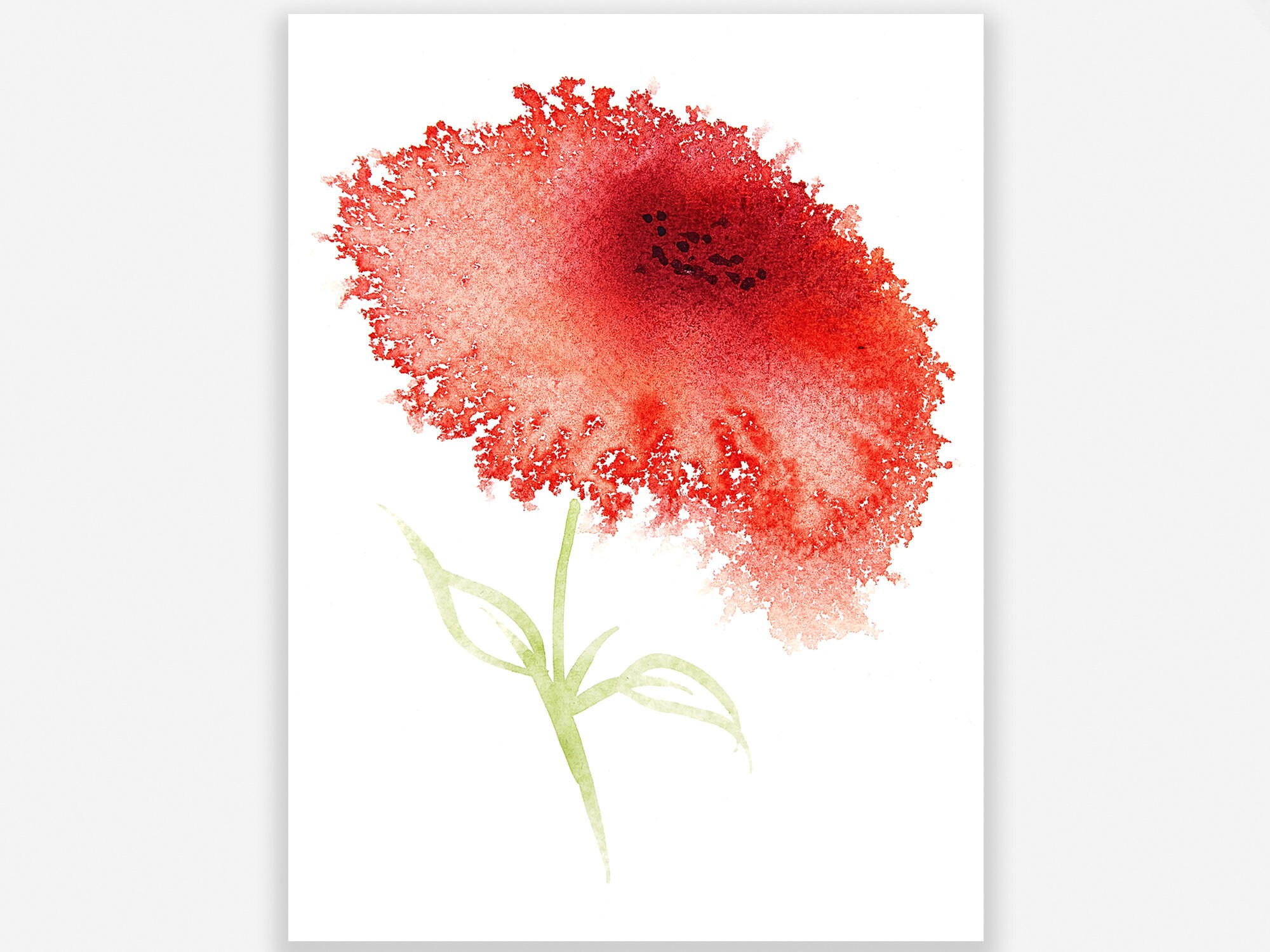 Printable Art of a Red Flower Abstract Painting Digital | Etsy